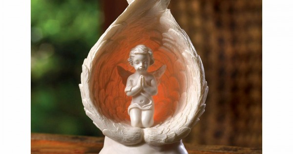 Light-Up Praying Angel Multi-color Changing with Wings Surround