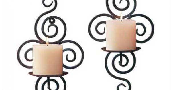 Wrought iron swirl wall hldrs