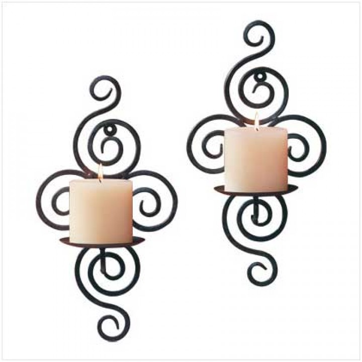 Wrought iron swirl wall hldrs